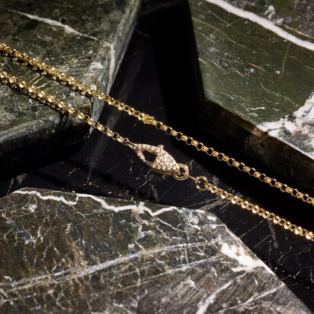 Diamond Clasp 14k Gold Rolo Chain Necklace 16” For Sale at 1stDibs ...