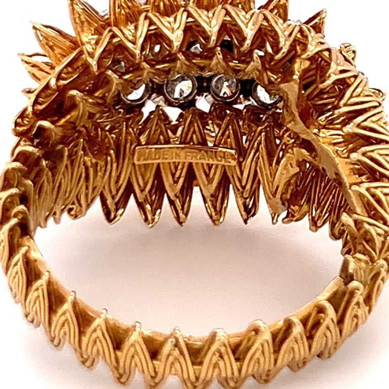 Diamond Cluster 18K Yellow Gold Ring, circa 1960s For Sale at 1stDibs