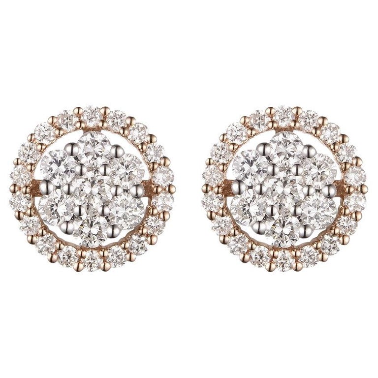 Diamond Cluster Earring with Diamond Halo Jacket in 18 Karat Rose and ...