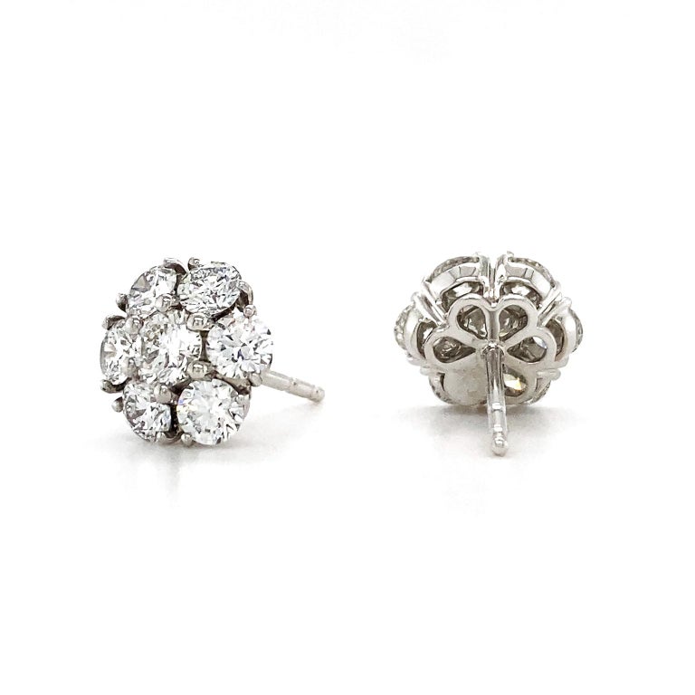 Diamond Cluster Earrings For Sale at 1stDibs