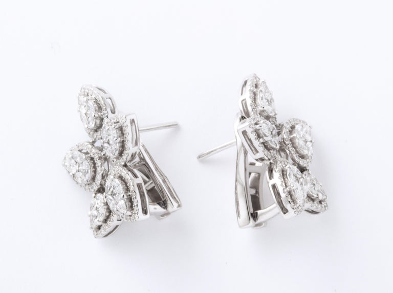 Diamond Cluster Earrings For Sale at 1stDibs