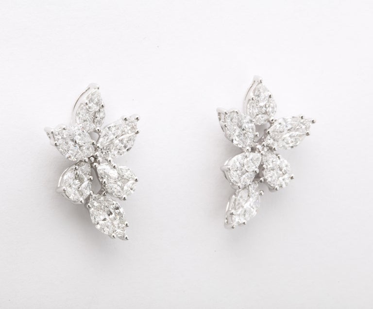 Diamond Cluster Earrings For Sale at 1stDibs