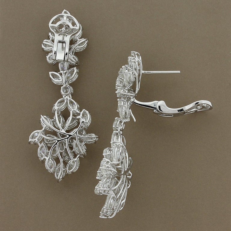 Diamond Cluster Gold Drop Earrings For Sale at 1stDibs | diamond ...