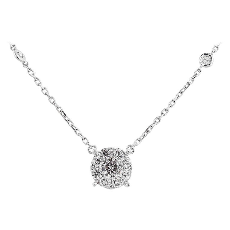 Diamond Cluster Pendant on Diamond Chain For Sale at 1stdibs