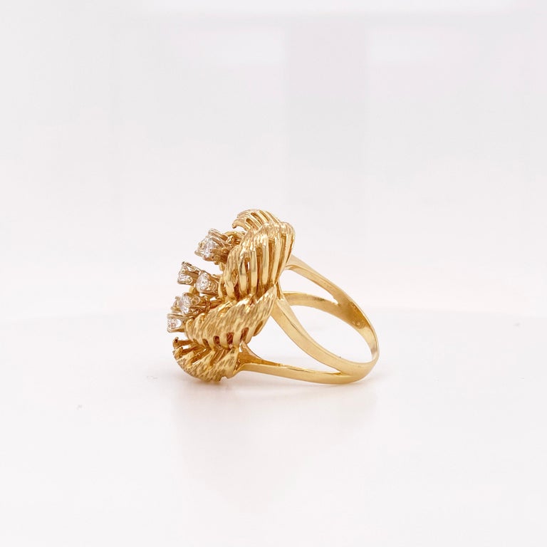 Customizable Diamond Cluster Ring, 14K Yellow Gold Flower Textured ...