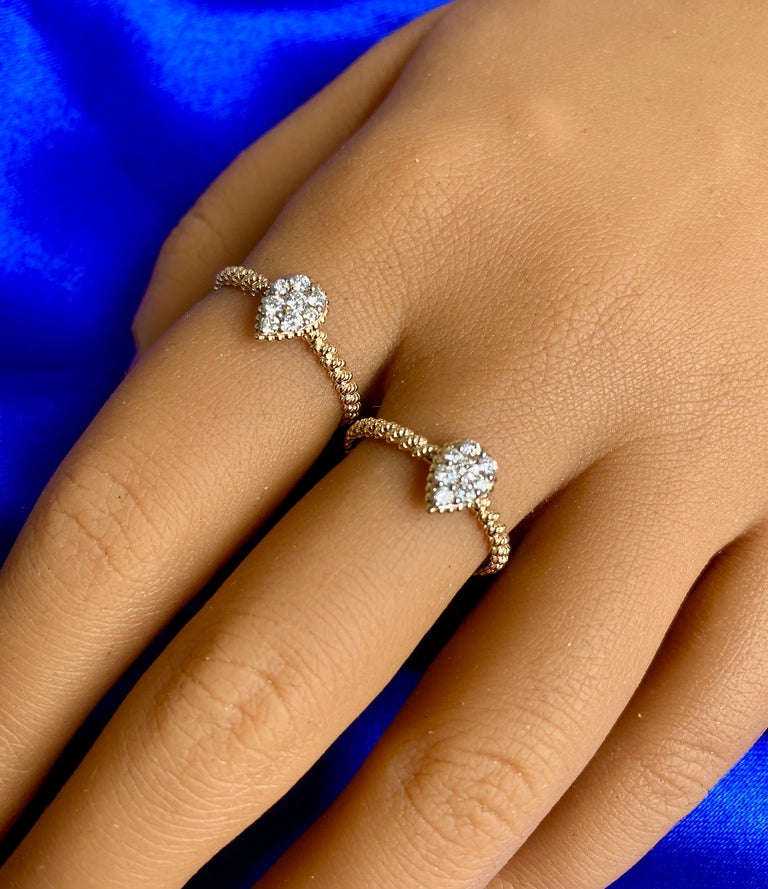 Diamond Cluster Ring, Pear Shape Solid Gold Ring, Natural Diamond ...