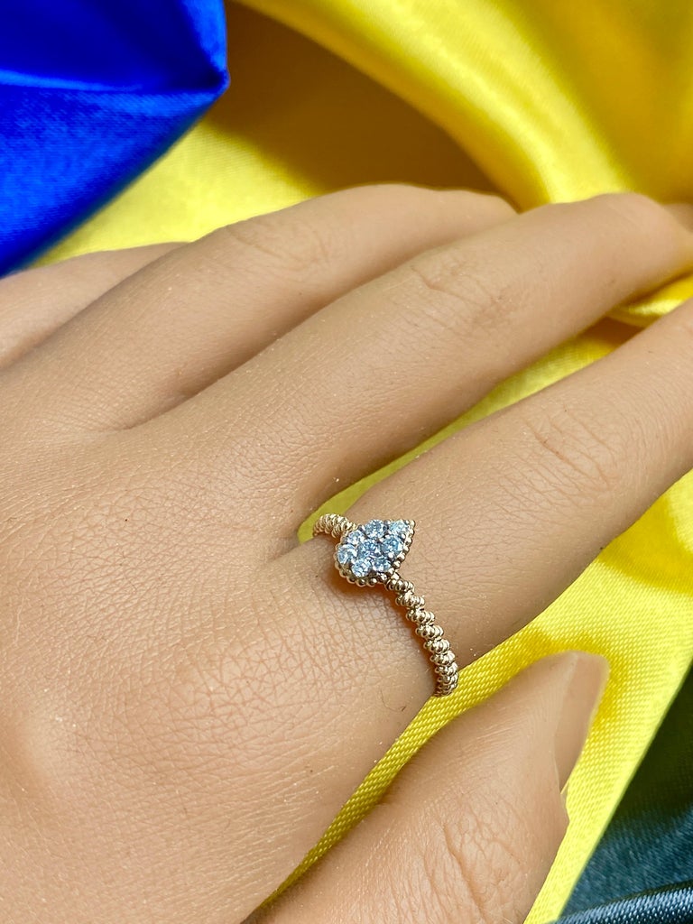 Diamond Cluster Ring, Pear Shape Solid Gold Ring, Natural Diamond ...