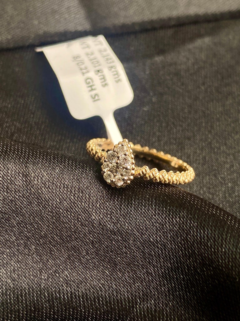 Diamond Cluster Ring, Pear Shape Solid Gold Ring, Natural Diamond ...