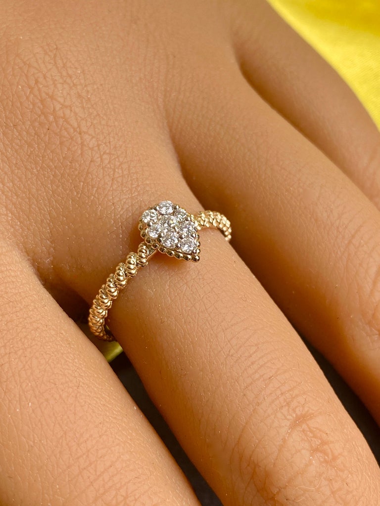 Diamond Cluster Ring, Pear Shape Solid Gold Ring, Natural Diamond ...