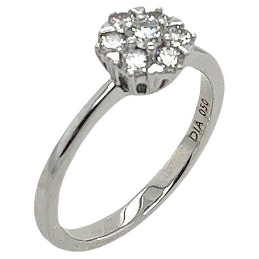 Diamond Cluster Ring Set with 0.50ct Natural Diamonds Set in 18ct White Gold For Sale at 1stDibs