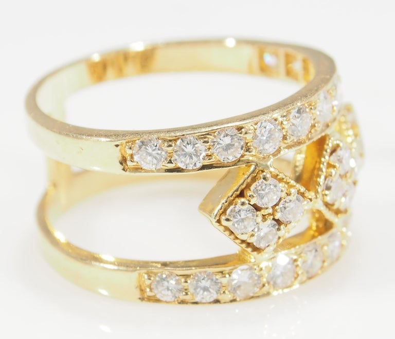 Diamond Cluster Ring Wide Yellow Gold 18 Karat For Sale (Free Shipping ...