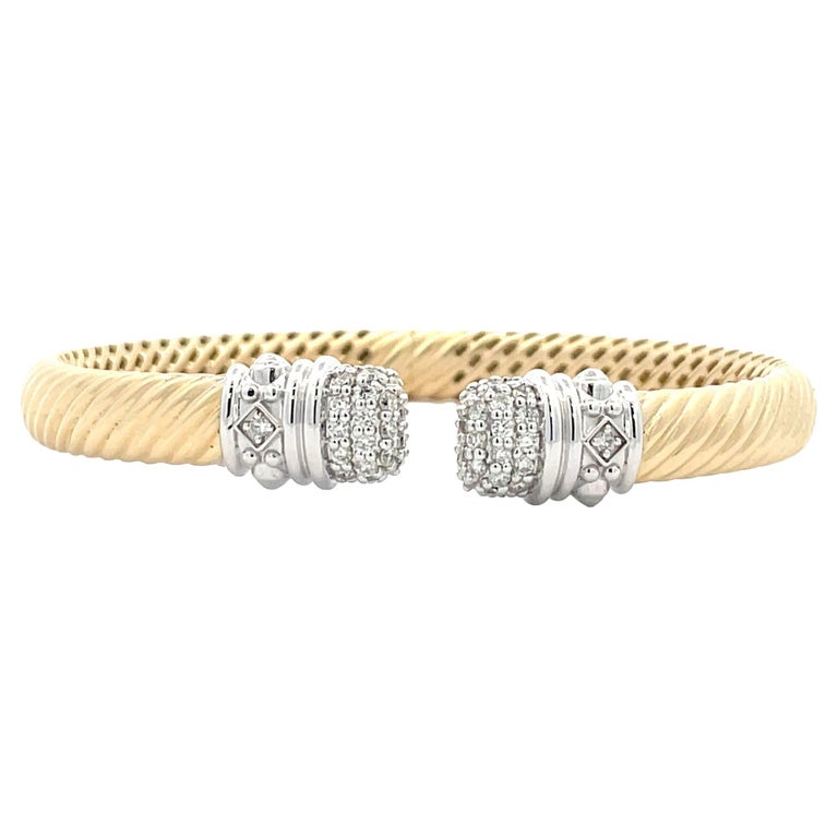 Diamond Cluster Sculpted Cable Cuff Bangle with Diamond Cluster For ...
