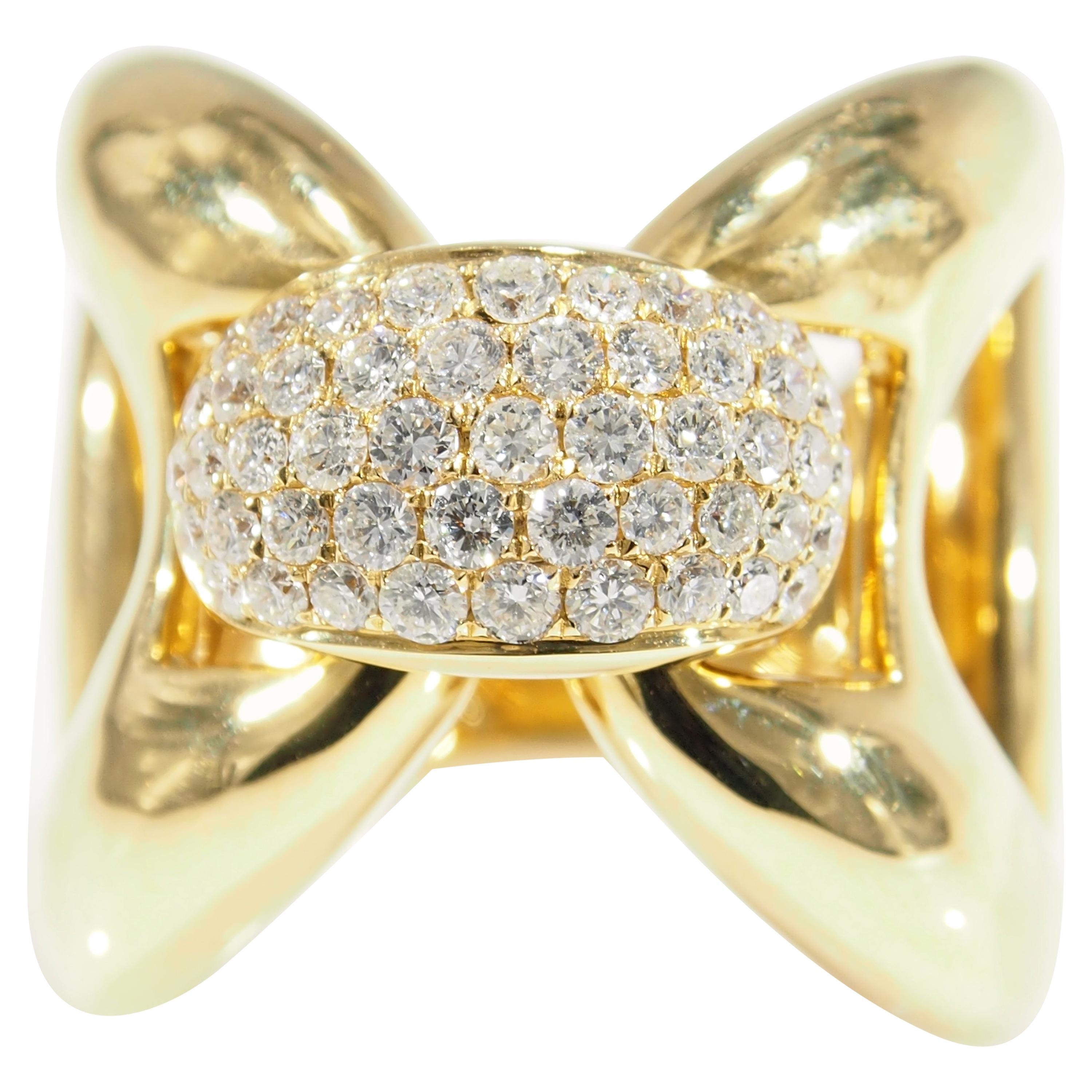 18 Karat Diamond Ring Yellow Gold Diamond Slice 0.32 Carat For Sale ...