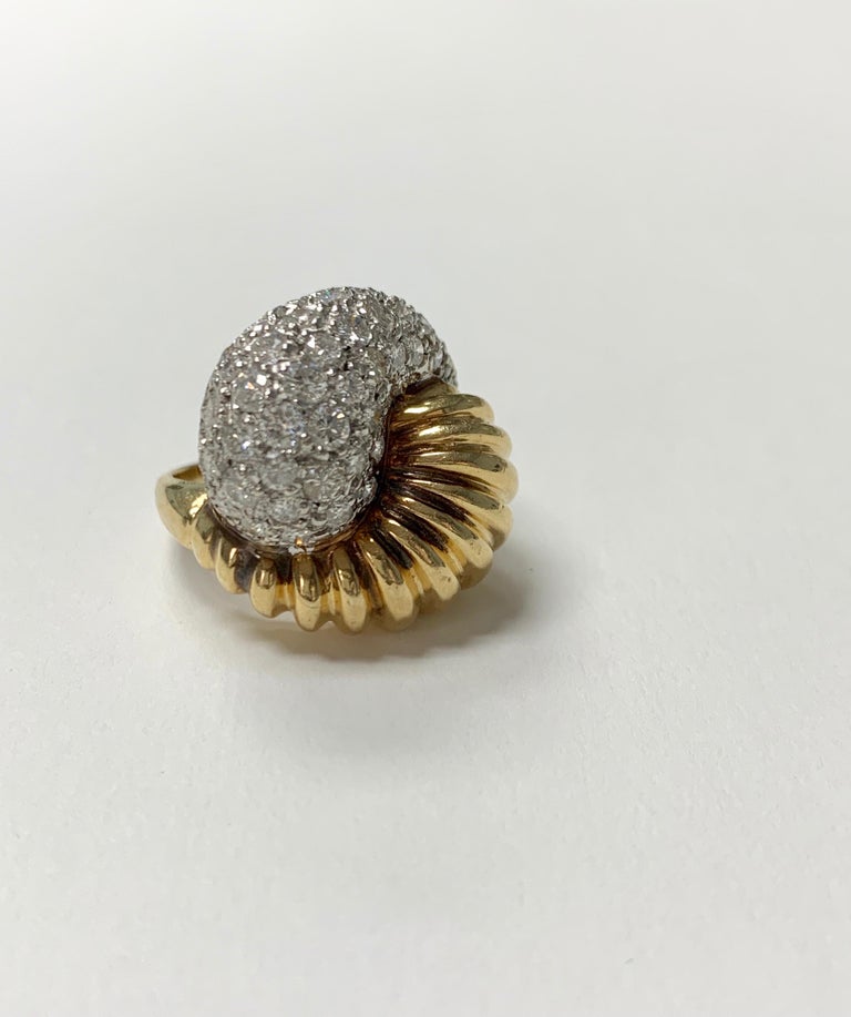 Diamond Cocktail Ring in 14K Yellow Gold For Sale at 1stDibs