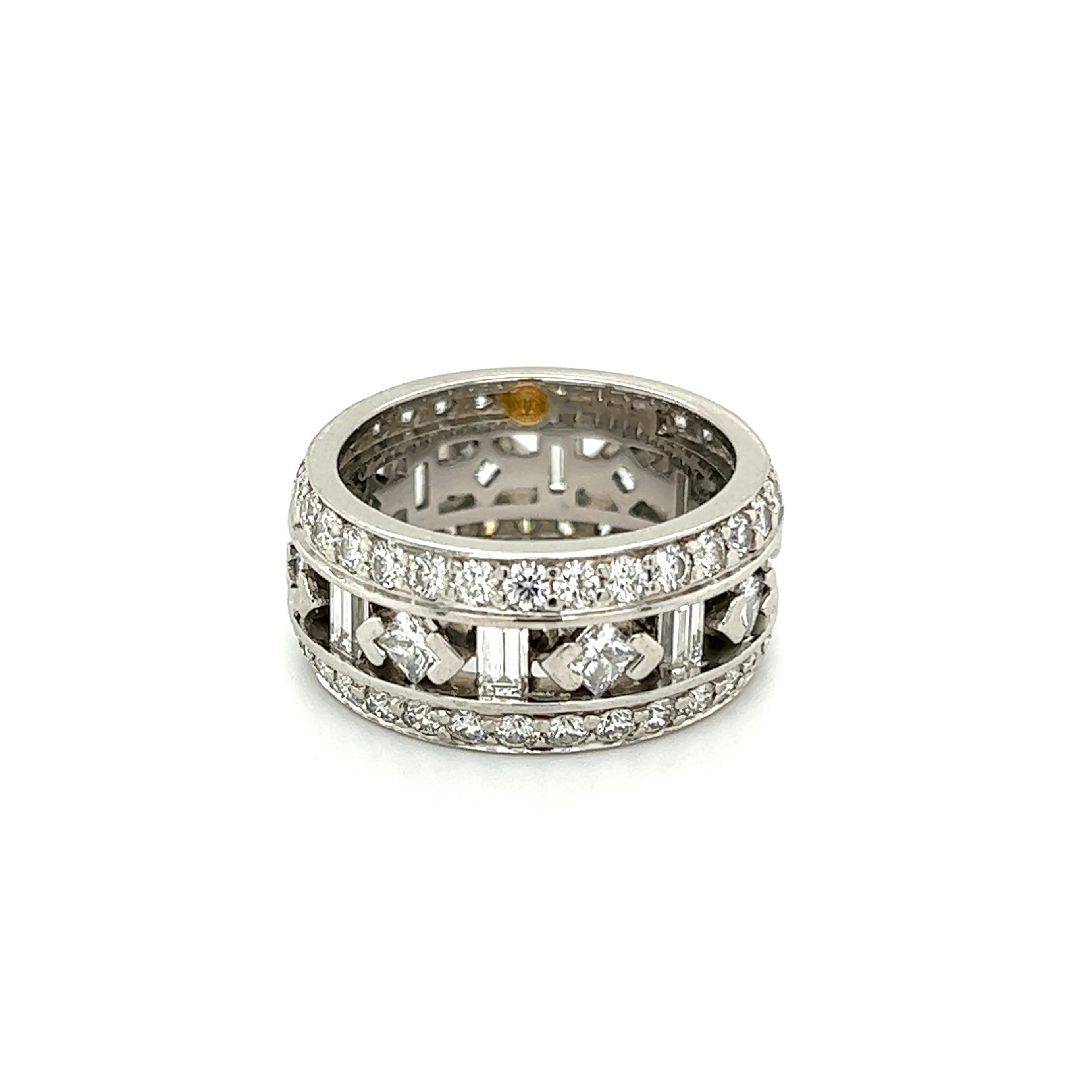 Diamond Coffin and Trout Platinum Eternity Band Ring Estate Fine ...