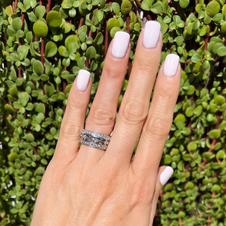 Diamond Coffin and Trout Platinum Eternity Band Ring Estate Fine ...