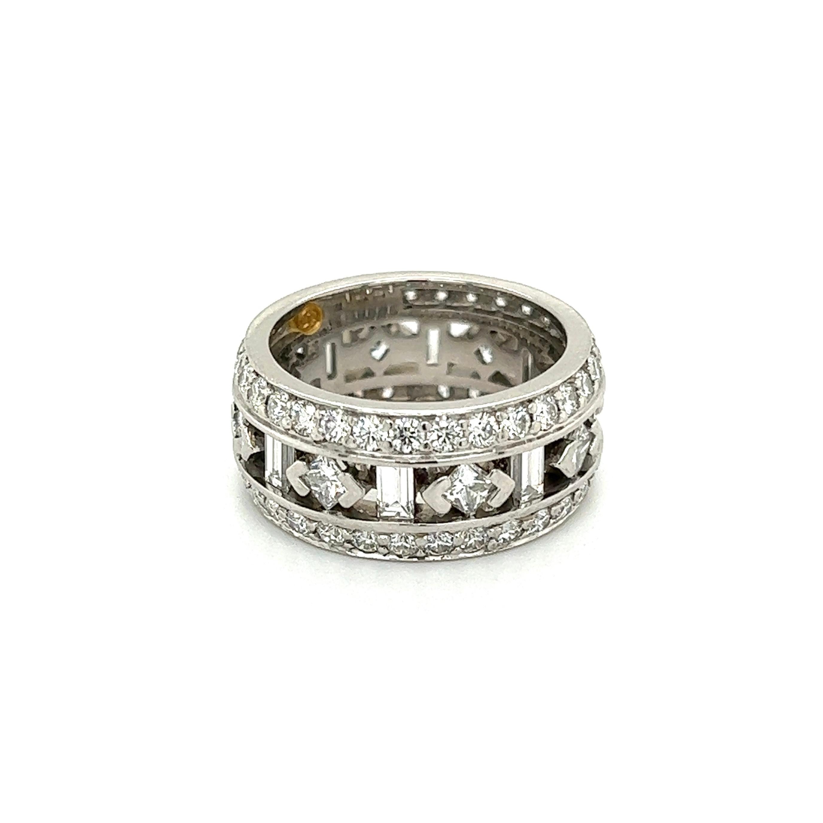 Diamond Coffin and Trout Platinum Eternity Band Ring Estate Fine ...