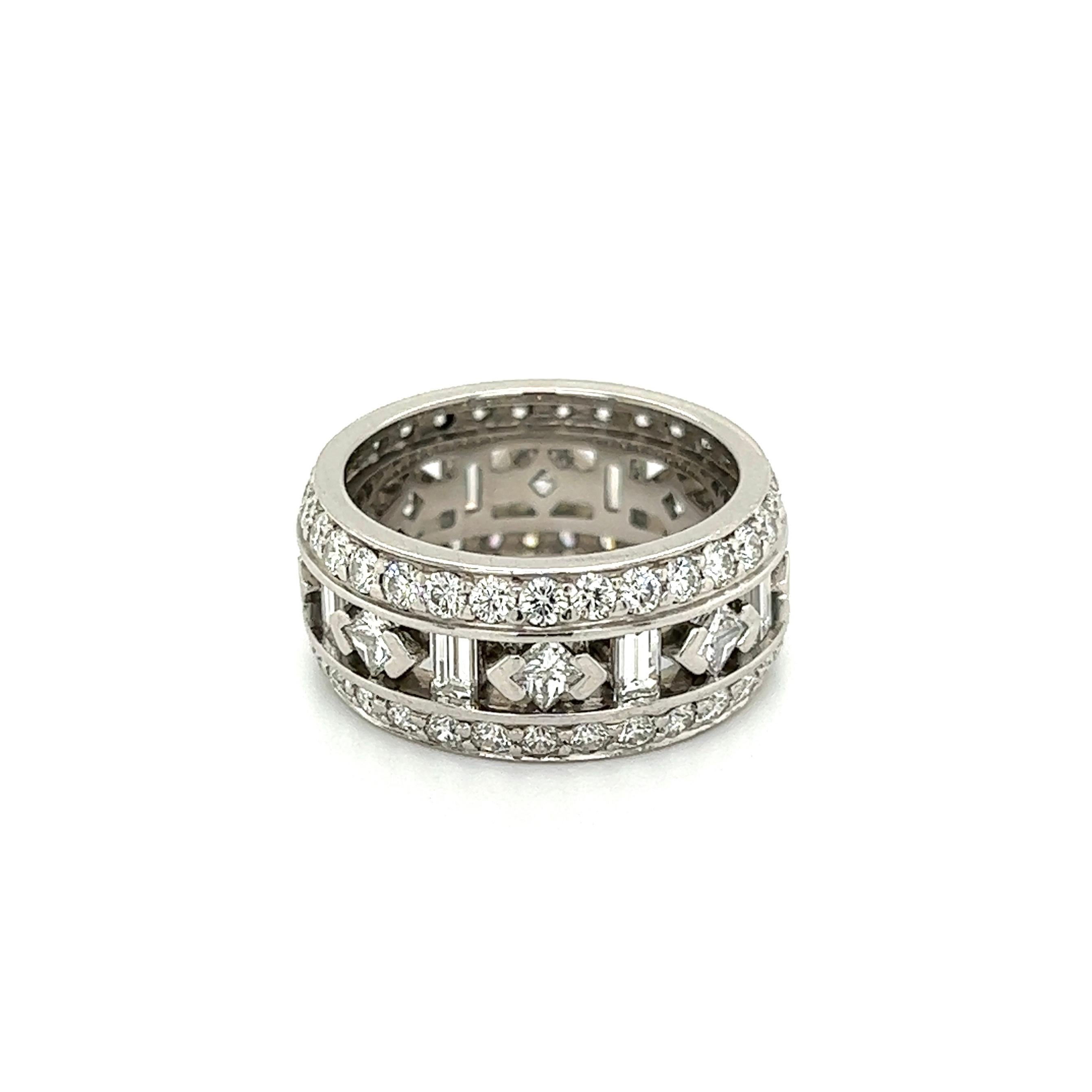 Diamond Coffin and Trout Platinum Eternity Band Ring Estate Fine ...