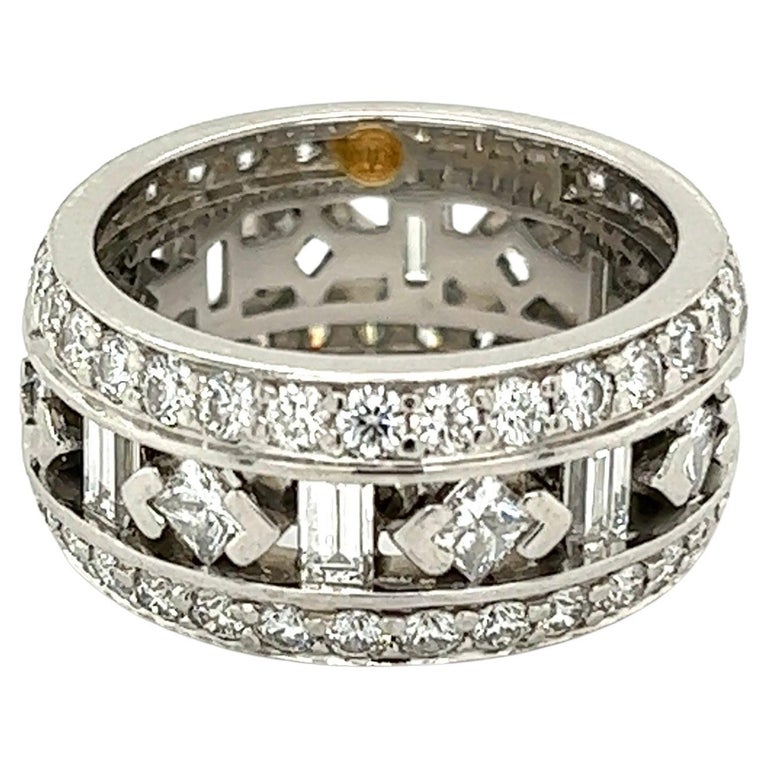 Diamond Coffin and Trout Platinum Eternity Band Ring Estate Fine ...