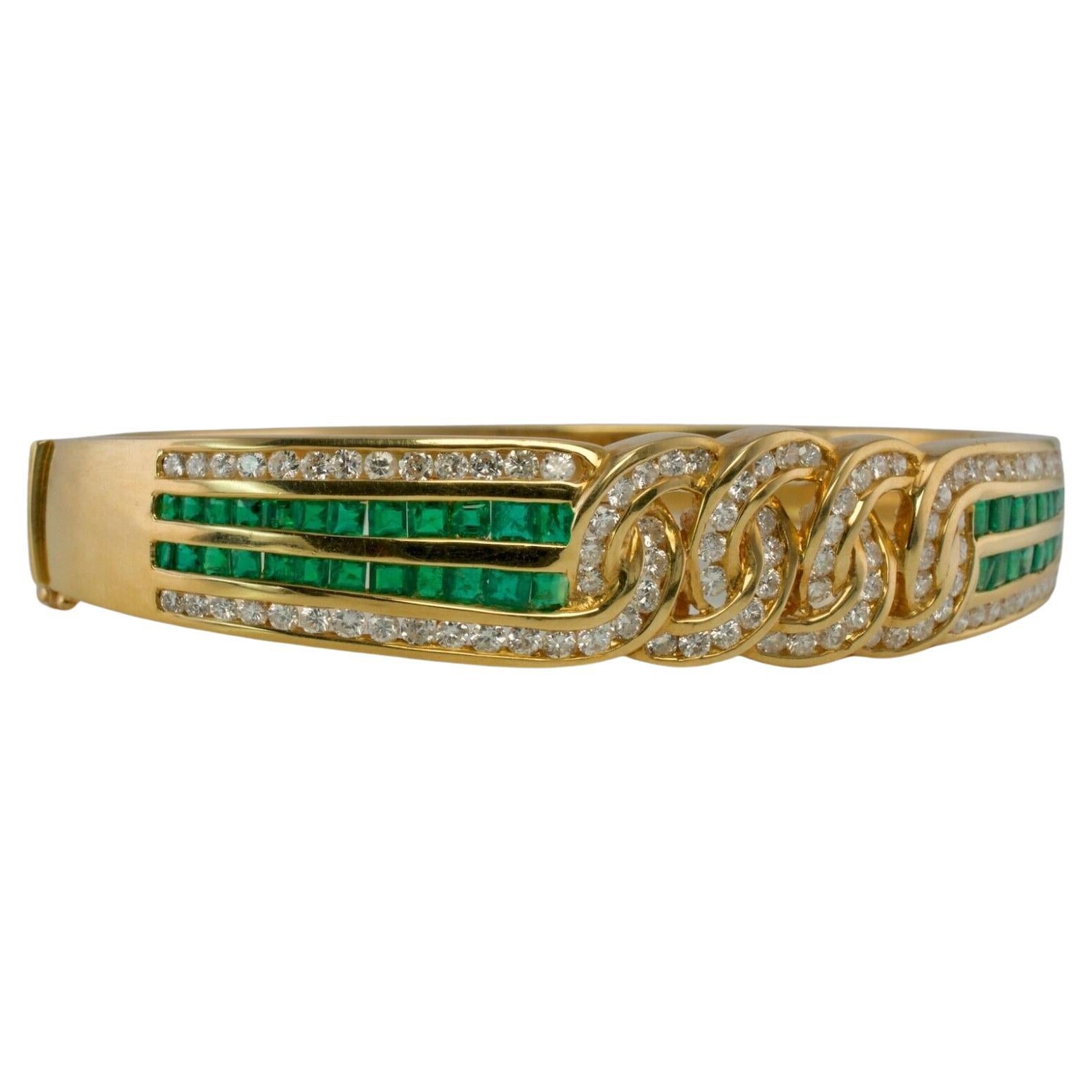 Emerald Ruby Diamond and Enamel Leopard Bangle Bracelet at 1stDibs