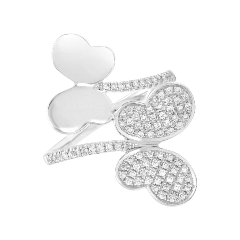 Diamond Criss Cross Butterfly Ring 18K White Gold 0.44cttw For Sale at ...