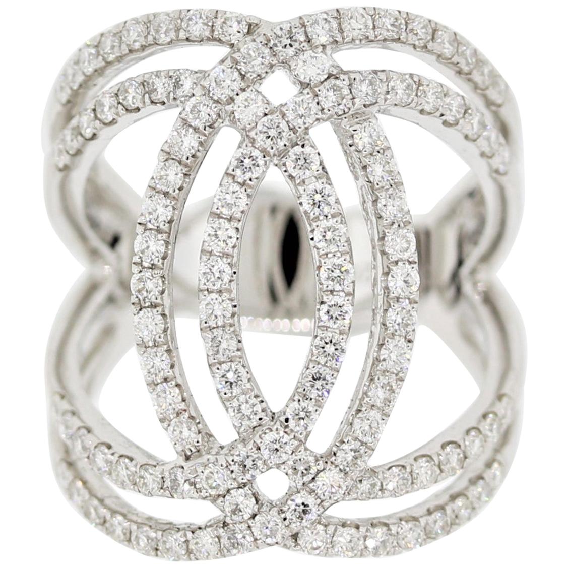 Diamond Gold Crossover Ring at 1stDibs