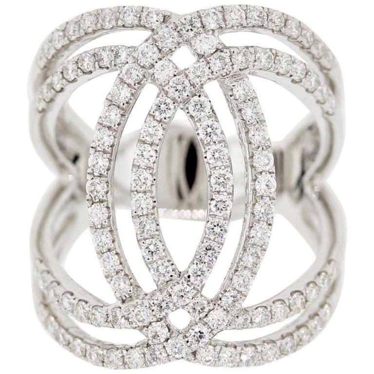 Diamond Crossover Gold Fashion Ring at 1stDibs