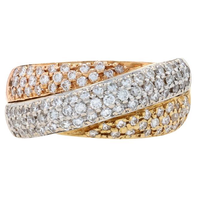 Yellow 18k Gold Crossover Feather With Diamonds Band Ring at 1stDibs