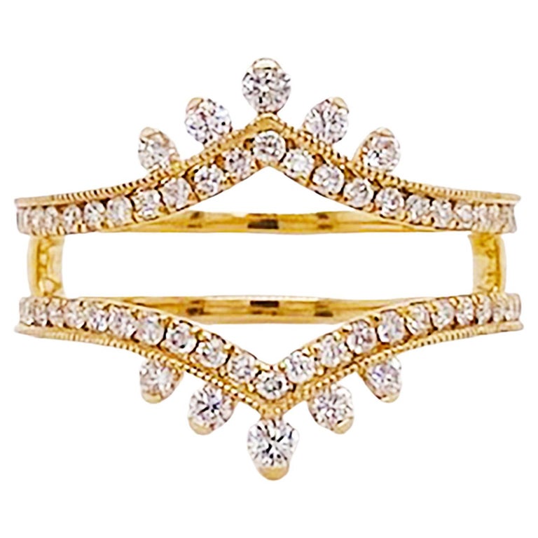 Customizable Diamond Crown Ring Enhancer 14K Gold .55 Carat Diamond Ring Guard Wedding Band For ...