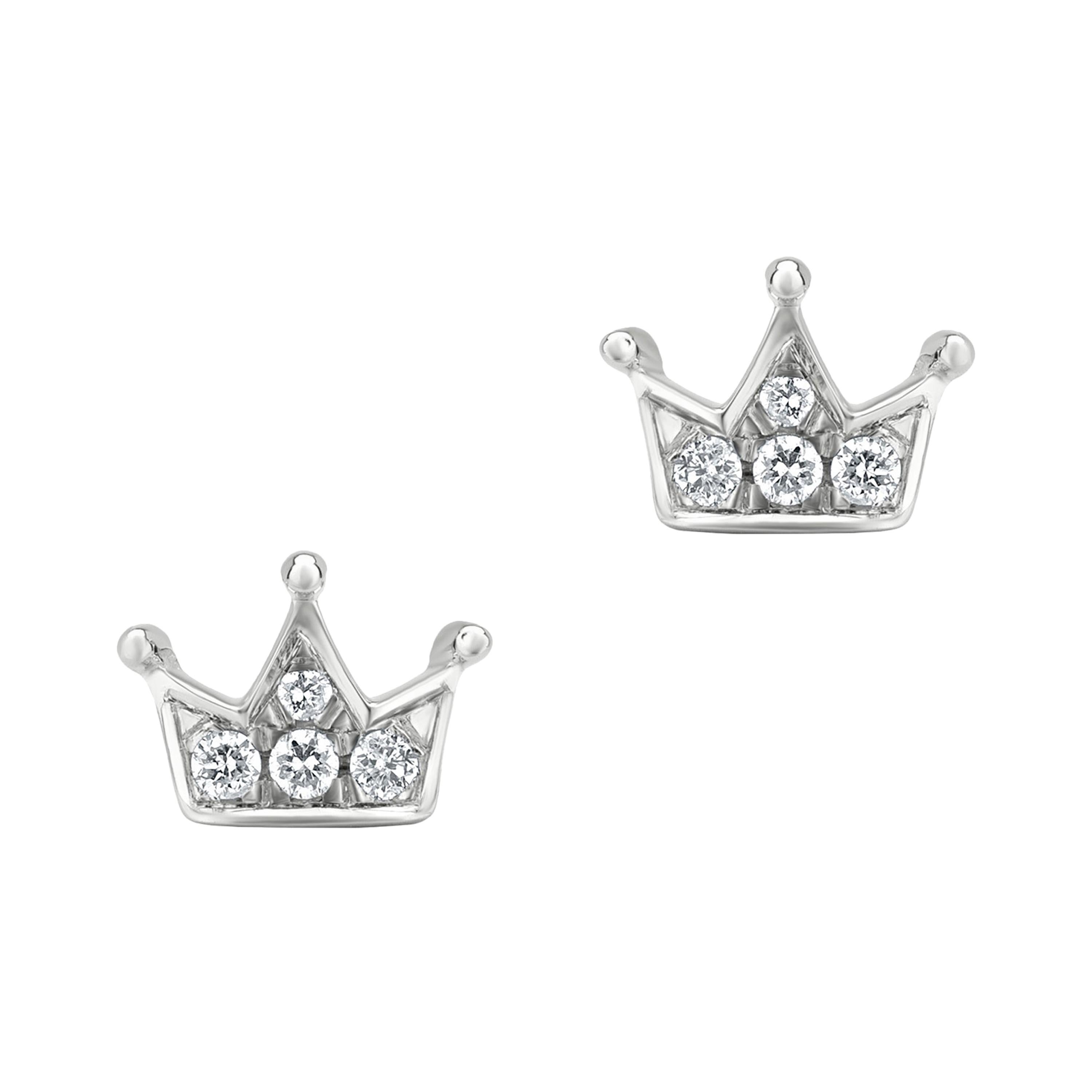 Antique Blue Zircon Crown Stud Platinum Earrings at 1stDibs