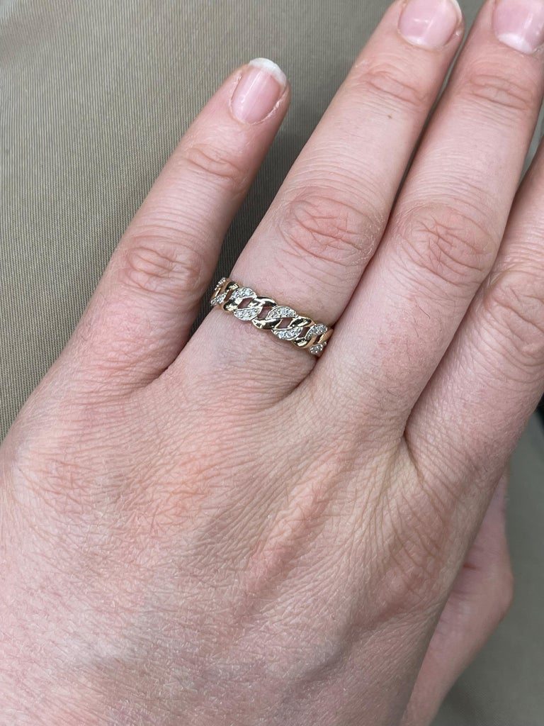 Diamond Cuban Link Ring 0.10 Carats 14 Karat Yellow Gold For Sale at ...