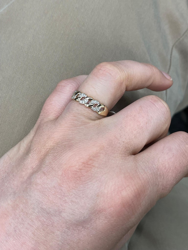 Diamond Cuban Link Ring 0.10 Carats 14 Karat Yellow Gold For Sale at ...