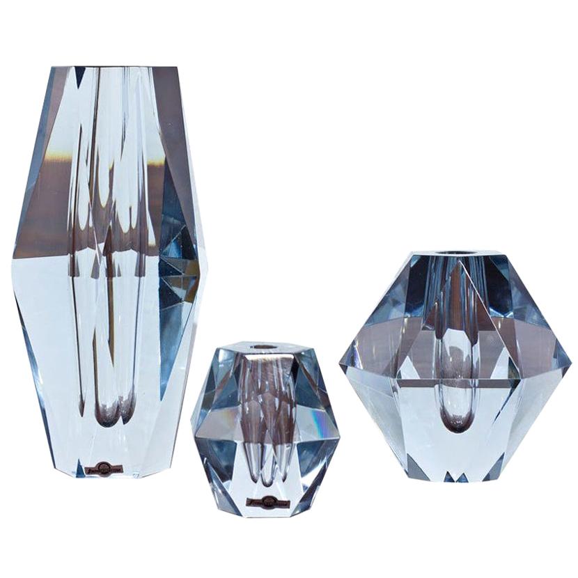 Midcentury Swedish Crystal Vase by Strombergshyttan For Sale at 1stDibs