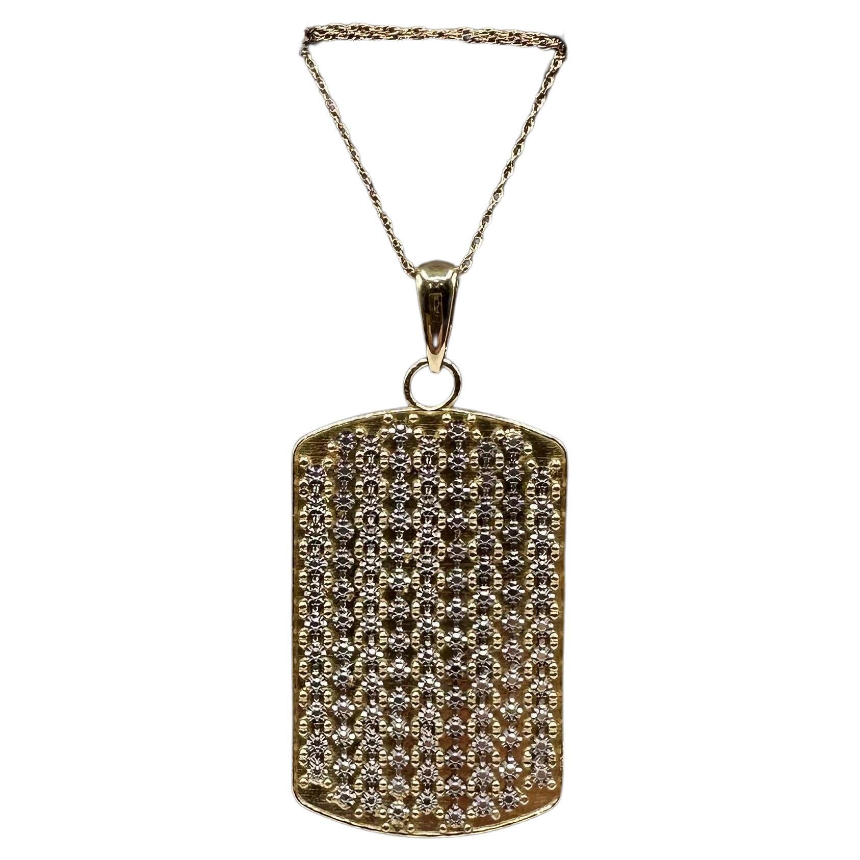 Diamond Cut Dog Tag Necklace in 10kt Two Tone Gold – 18" Length, 7.7g ...