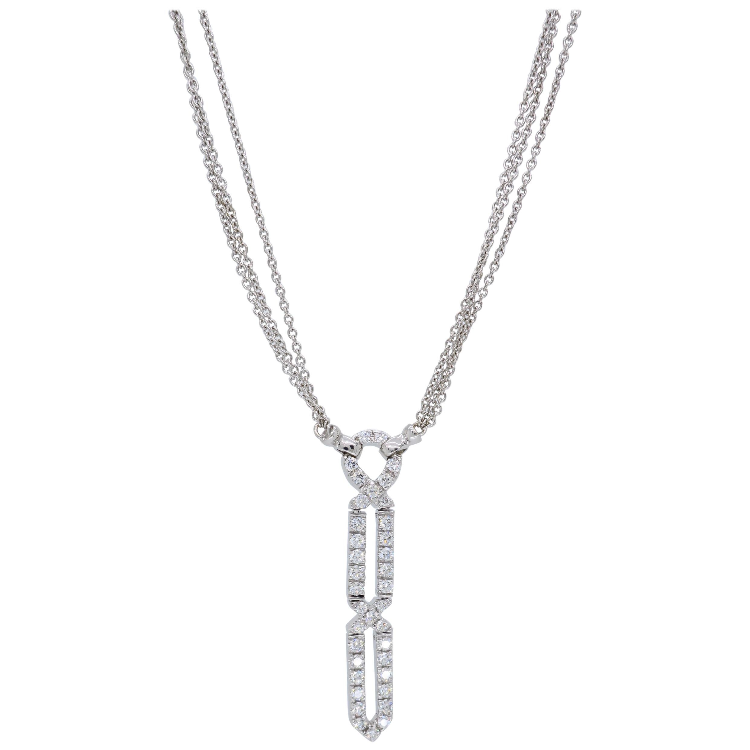 Diamond Dagger Drop Necklace in 18 Karat White Gold at 1stDibs
