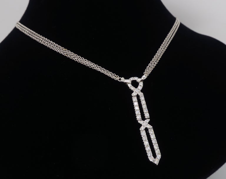 Diamond Dagger Drop Necklace in 18 Karat White Gold at 1stDibs