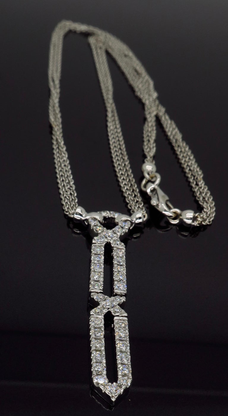 Diamond Dagger Drop Necklace in 18 Karat White Gold at 1stDibs