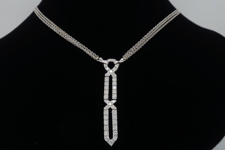 Diamond Dagger Drop Necklace in 18 Karat White Gold at 1stDibs
