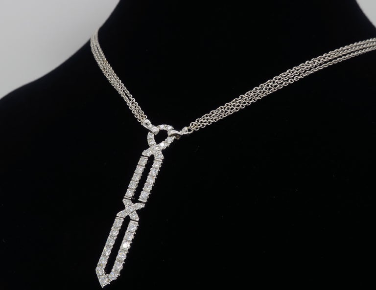 Diamond Dagger Drop Necklace in 18 Karat White Gold at 1stDibs
