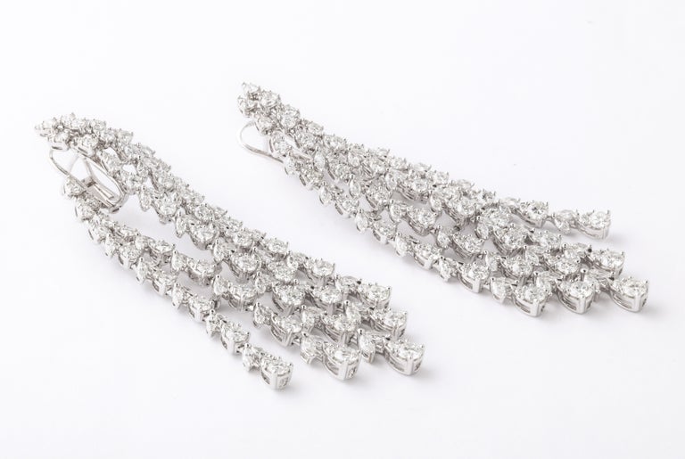 Diamond Dangle Chandelier Front Back Earrings For Sale at 1stDibs
