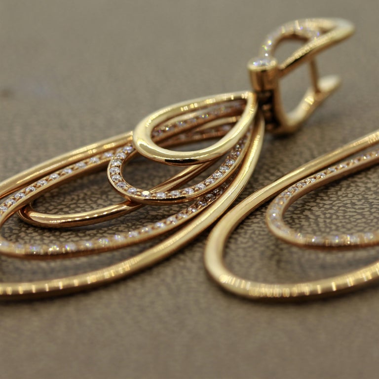 Diamond Dangle Gold Earrings at 1stDibs