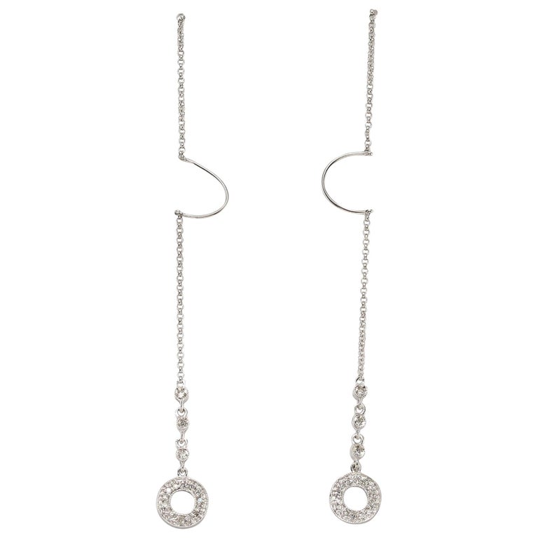 Diamond Dangling Threader Earrings For Sale at 1stDibs