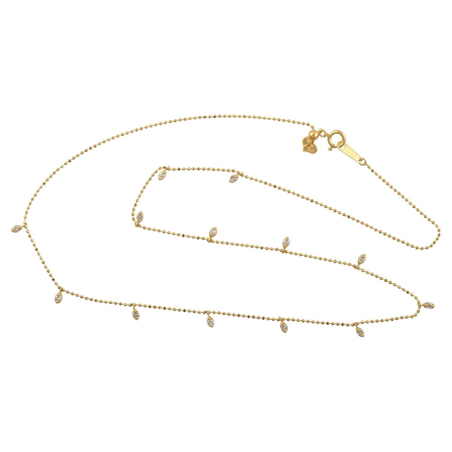Diamond Delicate Chain Necklace Made In 18k Yellow Gold For Sale at 1stDibs
