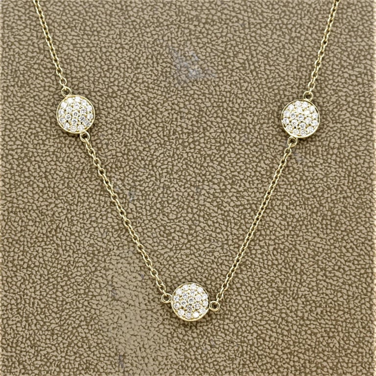 Diamond “Disc” Gold Necklace For Sale at 1stDibs
