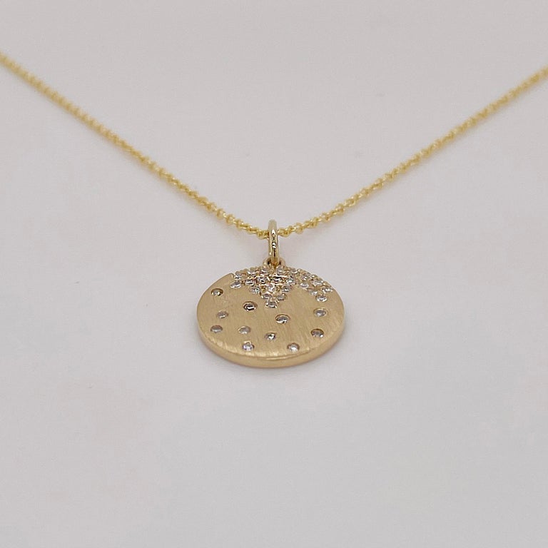 Diamond Disc Pendant Necklace, Yellow Gold, Satin Finish Flush Set ...
