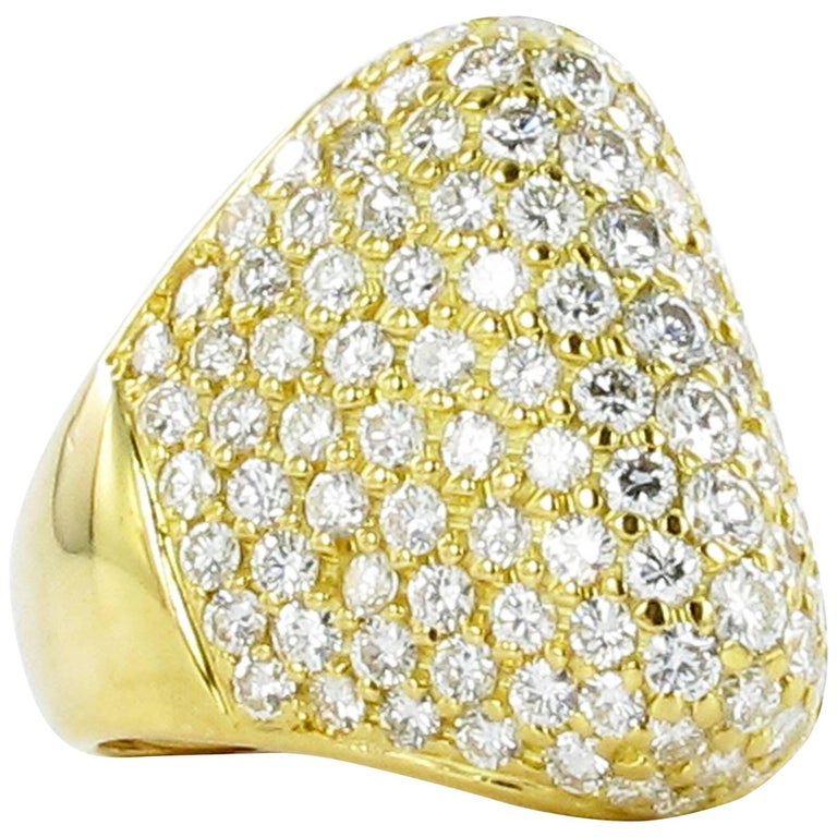 Diamond Dome Gold Ring at 1stDibs