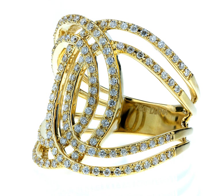 Diamond Double CC Ring in 18 Carat Yellow Gold, Modern Design at ...