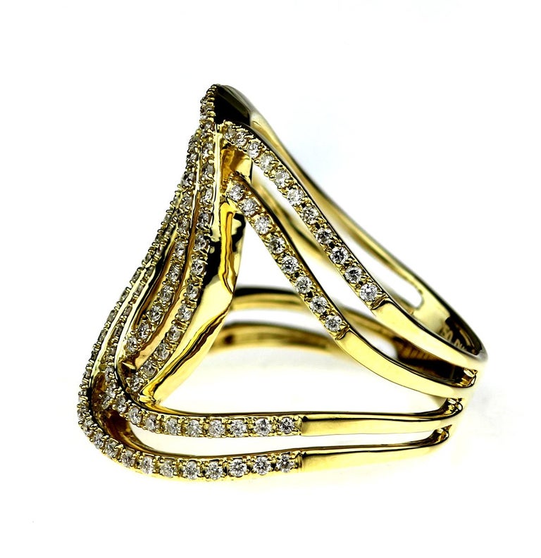 Diamond Double CC Ring in 18 Carat Yellow Gold, Modern Design at ...