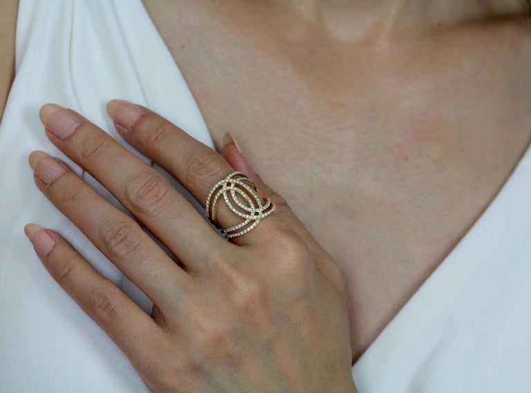 Diamond Double CC Ring in 18 Carat Yellow Gold, Modern Design at ...