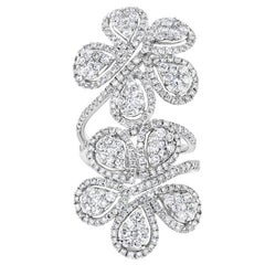 Diamond Double Flower Ring at 1stDibs